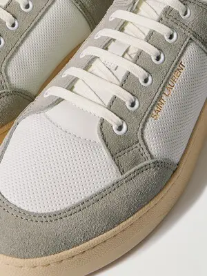 Saint Laurent Sl/61 Perforated Leather And Suede Sneakers