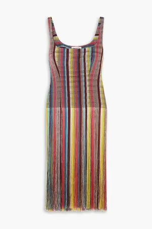 KENNETH IZE Fringed Striped Woven Top