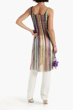KENNETH IZE Fringed Striped Woven Top