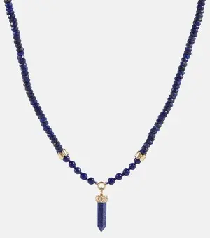 SYDNEY EVAN 14kt Yellow Gold, Diamond, And Lapis Lazuli Beaded Necklace - Blue