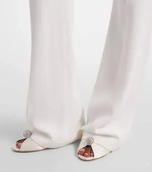 JIMMY CHOO Sacora 85 Embellished Satin Sandals - White