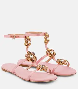 Giambattista Valli Jaipur Embellished Satin Sandals - Pink