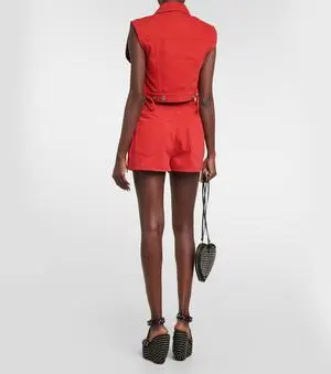 Alaïa Eyelet Cotton Vest - Red