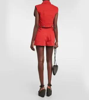 Alaïa Eyelet Cotton Vest - Red