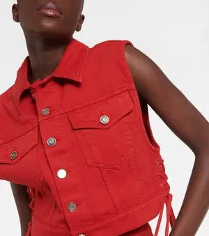 Alaïa Eyelet Cotton Vest - Red