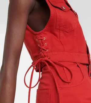 Alaïa Eyelet Cotton Vest - Red