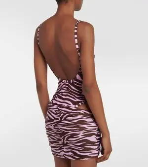 Attico Printed Lycra Miniskirt - Multicoloured