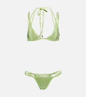 Attico Halterneck Bikini Top - Green