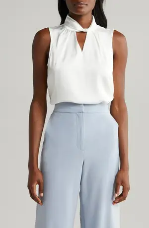 Halogen Twist Neck Sleeveless Blouse