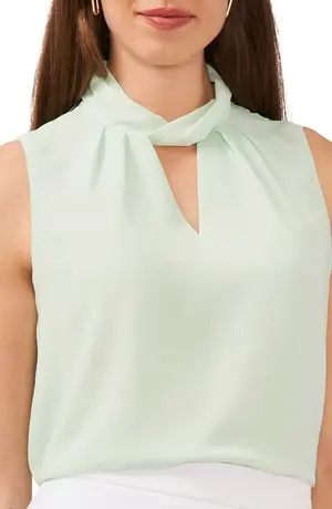 Halogen Twist Neck Sleeveless Blouse - Seafoam Green