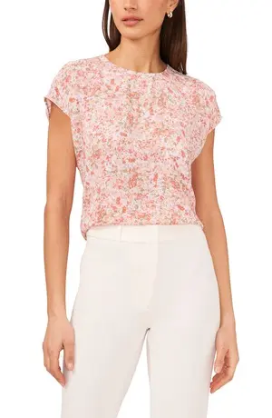 Halogen Print Cap-Sleeve Blouse Pink Dogwood