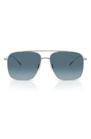 Oliver Spencer Dresner 56mm Mirrored Pilot Sunglasses - Silver/marine Gradient