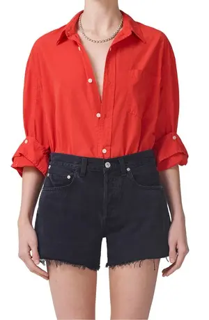 Citizens Of Humanity Citizens Of Humanity Kayla Oversized Poplin Button-Up Shirt Coral Balm