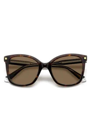 POLAROID 53mm Polarized Square Sunglasses - Havana/bronze Polar