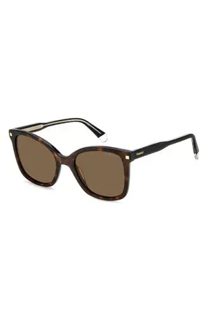 POLAROID 53mm Polarized Square Sunglasses - Havana/bronze Polar
