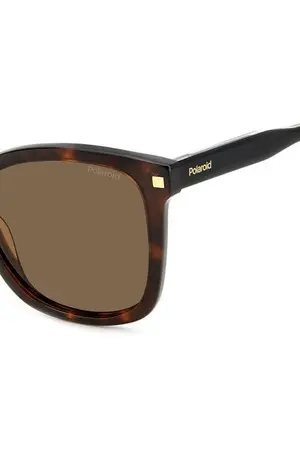 POLAROID 53mm Polarized Square Sunglasses - Havana/bronze Polar