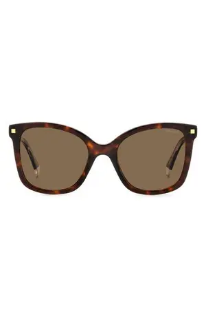 POLAROID 53mm Polarized Square Sunglasses - Havana/bronze Polar
