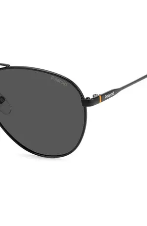 POLAROID 60mm Polarized Aviator Sunglasses - Black/gray Polar