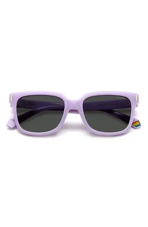 POLAROID 54mm Polarized Rectangular Sunglasses - Lilac/ Gray Polar