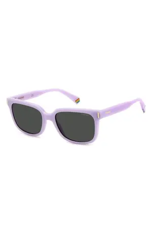 POLAROID 54mm Polarized Rectangular Sunglasses - Lilac/ Gray Polar