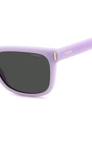 POLAROID 54mm Polarized Rectangular Sunglasses - Lilac/ Gray Polar