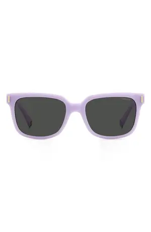 POLAROID 54mm Polarized Rectangular Sunglasses - Lilac/ Gray Polar