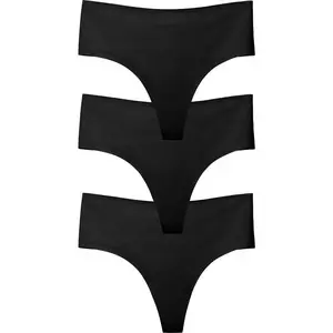 EBY Assorted 3-pack High Waist Thongs - Black