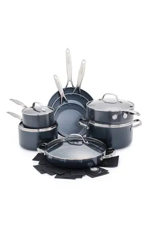 GREENPAN Valencia Pro 13-piece Hard Anodized Aluminum Ceramic Nonstick Cookware Set - Black