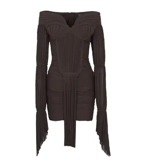 Balmain Off-the-shoulder Draped Mini Dress