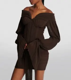 Balmain Off-the-shoulder Draped Mini Dress
