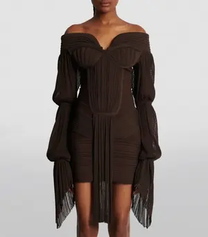 Balmain Off-the-shoulder Draped Mini Dress