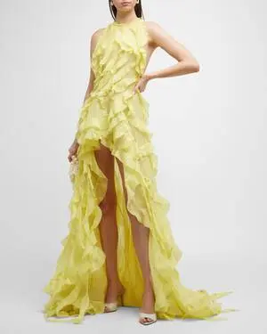 Zimmermann Wonderland Ruffle Gown - Lemon