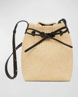 MANSUR GAVRIEL Mini Drawstring Raffia Bucket Bag - Natural/flamma