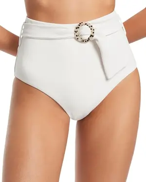 JETS Isla Rib High-waist Bikini Bottom - Cream