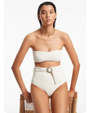 JETS Isla Rib High-waist Bikini Bottom - Cream