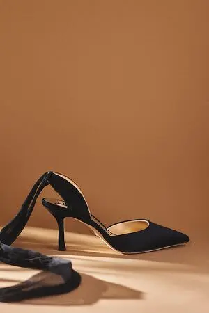 Badgley Mischka Satin Bow Stiletto Heels Black