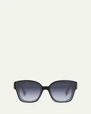 Fendi Oversized F Logo Cat-eye Sunglasses - Shiny Black