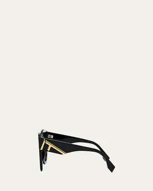 Fendi Oversized F Logo Cat-eye Sunglasses - Shiny Black