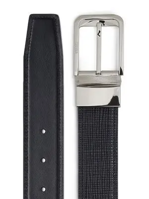 Zegna Engraved Logo Leather Belt