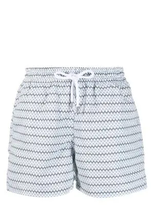 Frescobol Carioca Graphic-print Drawstring Swim Shorts - Blue
