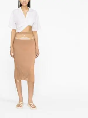 ANDREĀDAMO Ribbed-knit Pencil Skirt - Neutrals