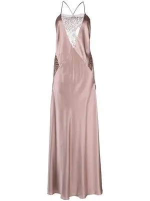 Michelle Mason Lace-inset Gown - Pink