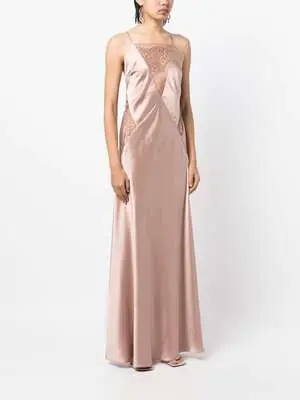 Michelle Mason Lace-inset Gown - Pink