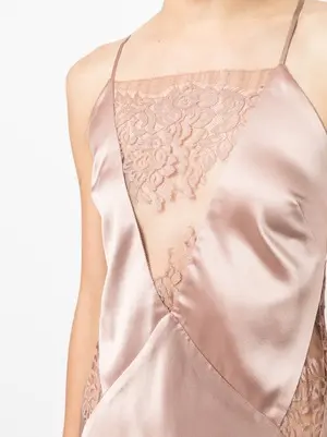 Michelle Mason Lace-inset Gown - Pink