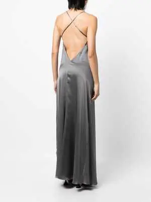 Michelle Mason Lace Detail Silk Gown - Grey
