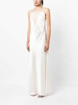 Michelle Mason Lace-inset Gown - White
