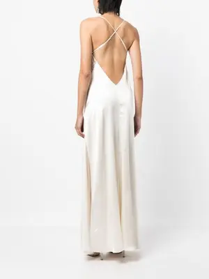 Michelle Mason Lace-inset Gown - White