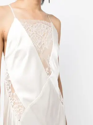 Michelle Mason Lace-inset Gown - White
