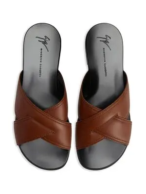 GIUSEPPE ZANOTTI Flavio Crossed-leather Sandals - Brown