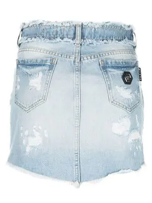 Philipp Plein Crystal-embellished Denim Mini Skirt